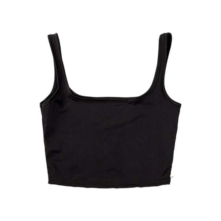 【ALLGOOD】Women Solid Strappy Crop Top Summer Sleevss Beach Sports Tank ...