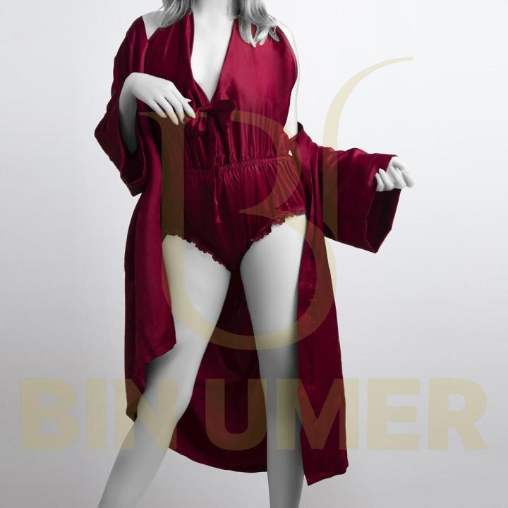 Bin Umer western style nighty with gown, Bridal nighty with gown, Sleepwear with gown, Night ...