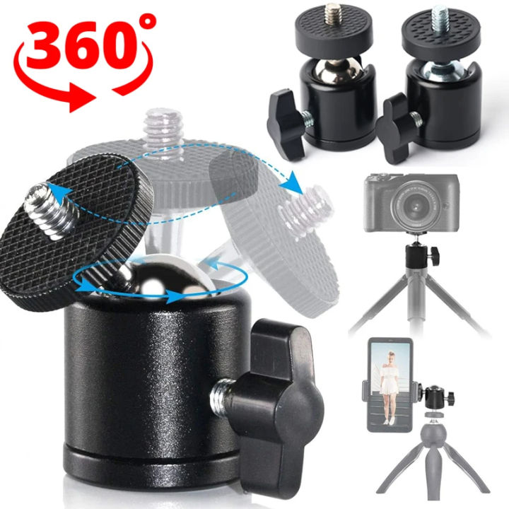 360 Degree Metal Body Rotating Mini Tripod Ball Head Screw Thread Base ...