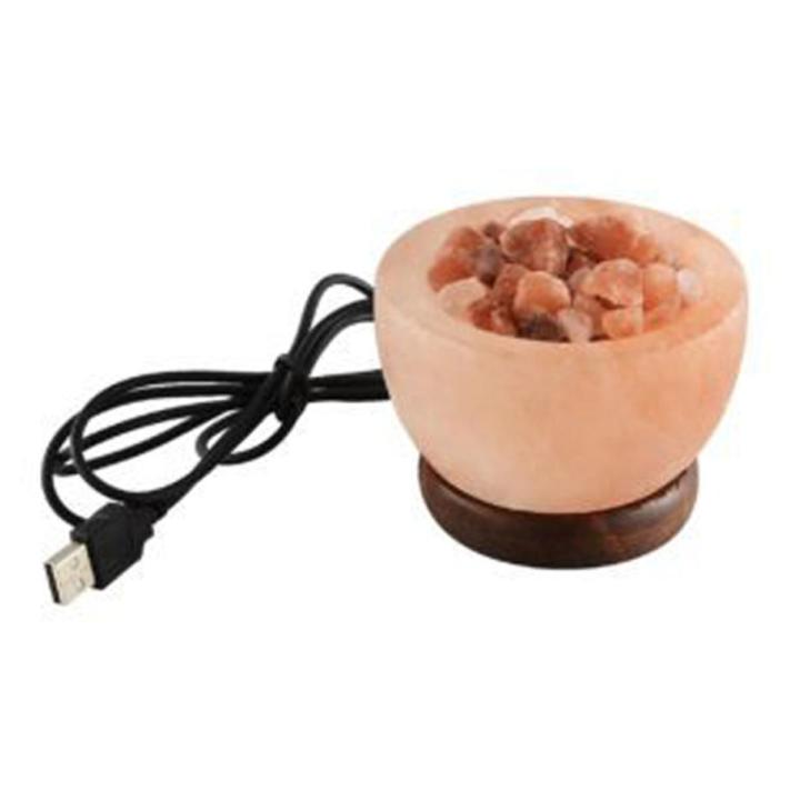 Multi Color Chaning USB Fire bowl with chunks shape Himalayan Salt Lamp ...