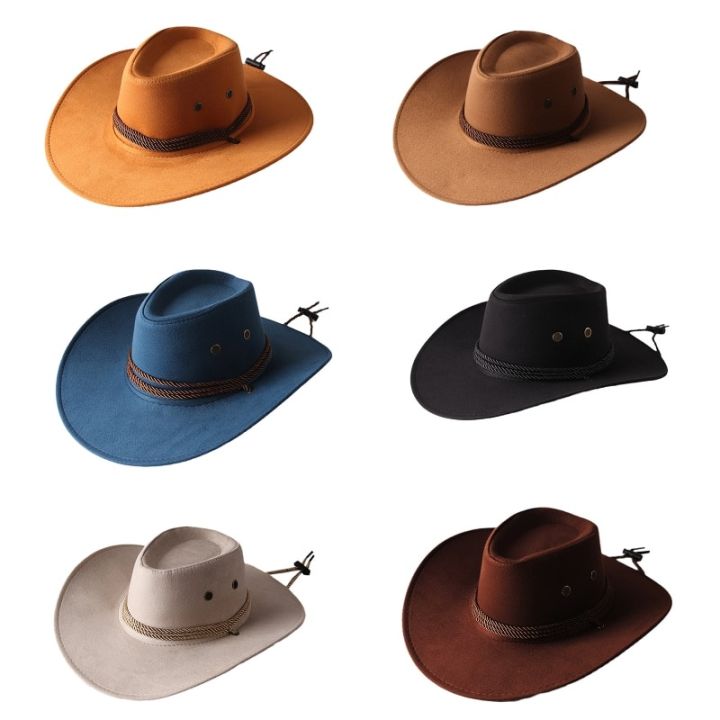 Deerskin Velvet Hat Men's Large Edge Chicken Velvet Western Rope Knight ...