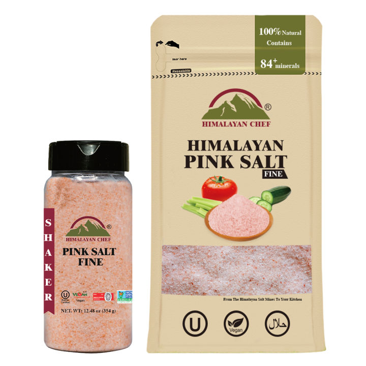 (Pack of 2) Himalayan Chef Pink Salt Fine - 454G & Pink Salt Fine Plastic Shaker - 354 g | Daraz.pk