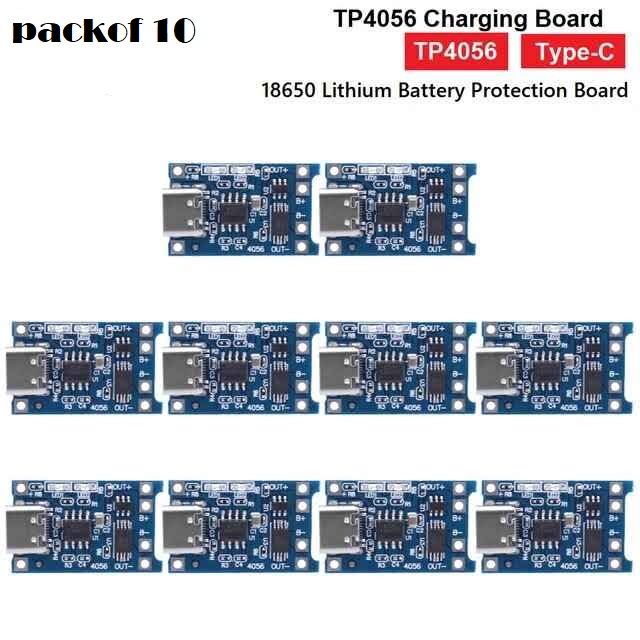 Pack of 10 TP 4056 Charging Module 1A 18650 Lithium Battery Charger ...