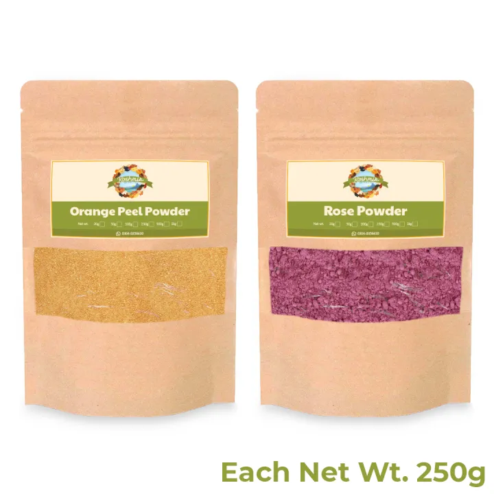 Pack of 2 Orange Peel Powder / Rose Flower Powder - 100g each | Daraz.pk