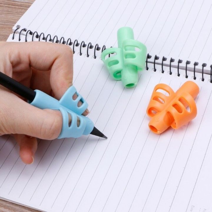 Left Handed Pen Silicon Sleeve Grips Pencil Handwriting Rubber Two ...
