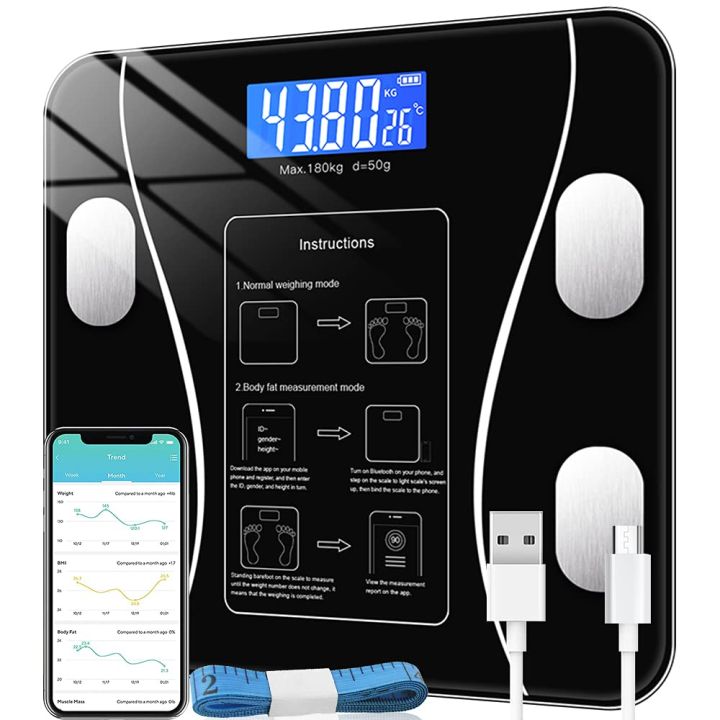 Histro Digital Bathroom Body Weight Scales with Body Tape Measure ...