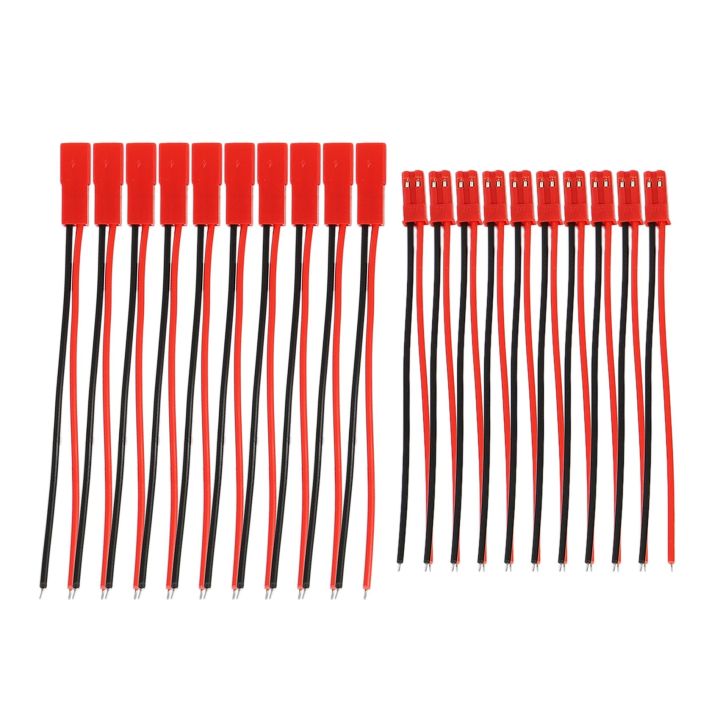 10 Pairs 2 Pin JST Plug Connector M to F 110mm Cable Wire Red Black ...