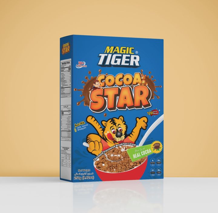 Magic tiger breakfast cereal cocoa star chocolate Flavored Box 250gms ...