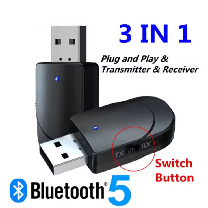 USB Bluetooth Transmitter Receiver 3 in 1 USB Bluetooth 5.0 Dongle ...