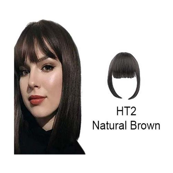 Long Clip In on Front Hair Bang Side Fringe Hair Extension Real Natural ...