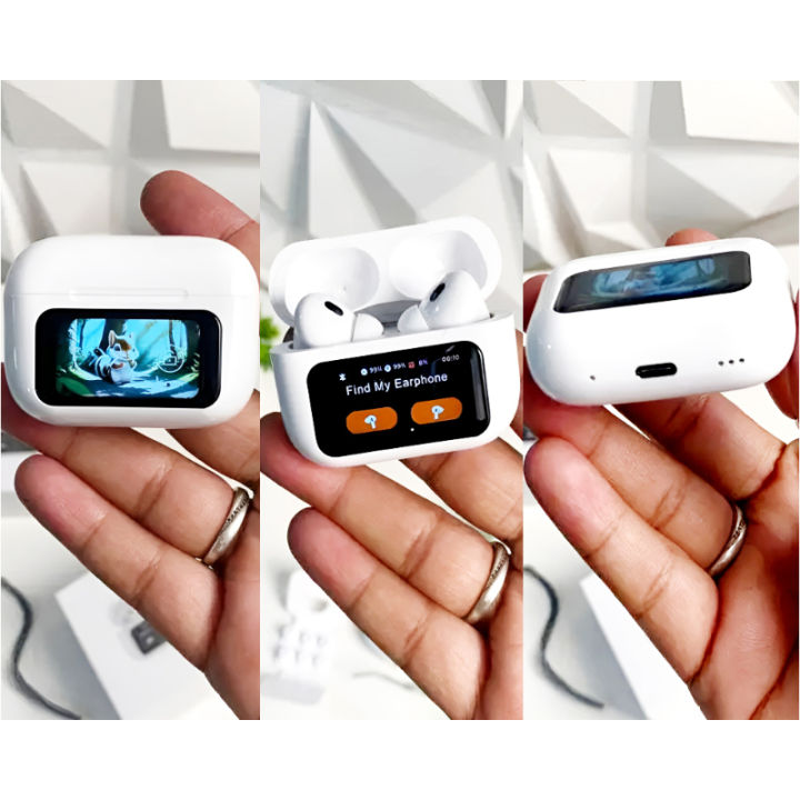 A9 pro Touch Screen ANC Wireless Headset TWS Noise Cancelling Earbud ...