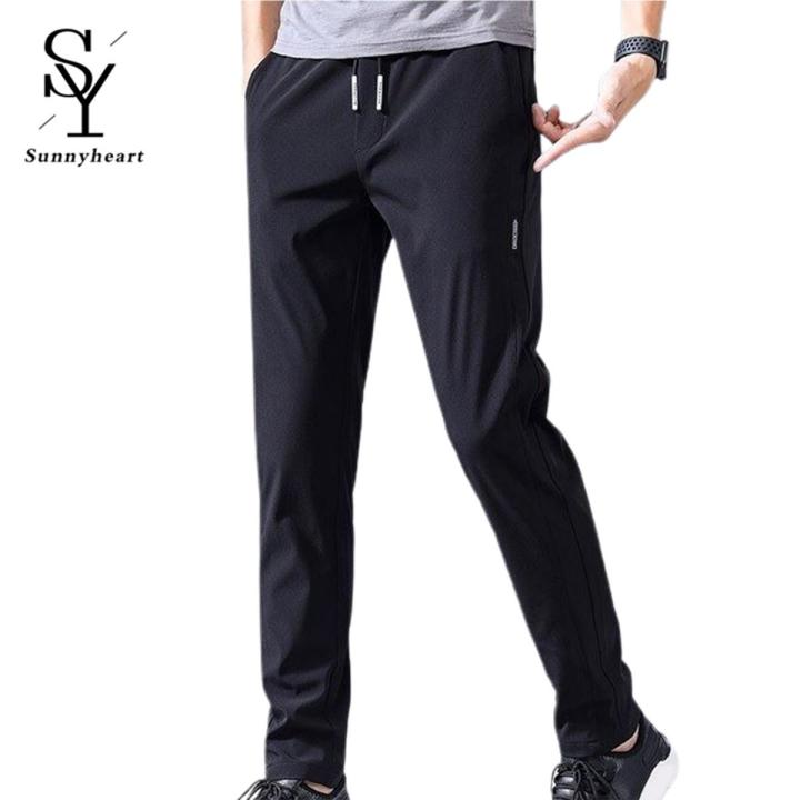 Sunnyheart Men Spring Pants Side Pockets Men Drawstring Straight-leg ...