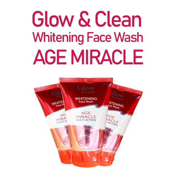 Glow and Clean Whitening Face Wash Age Miracle Multi Action 5 in-1 Face ...