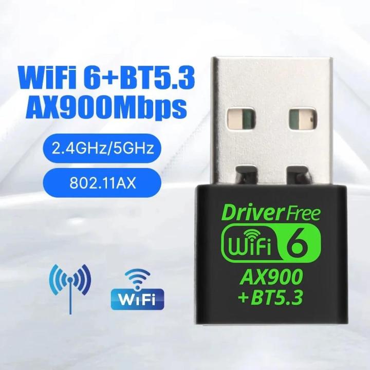 WiFi 6 AX900 900Mbps USB Adapter 2 in 1 Bluetooth 5.3 Wifi6 2.4G 5Ghz USB Dongle Receiver Free ...