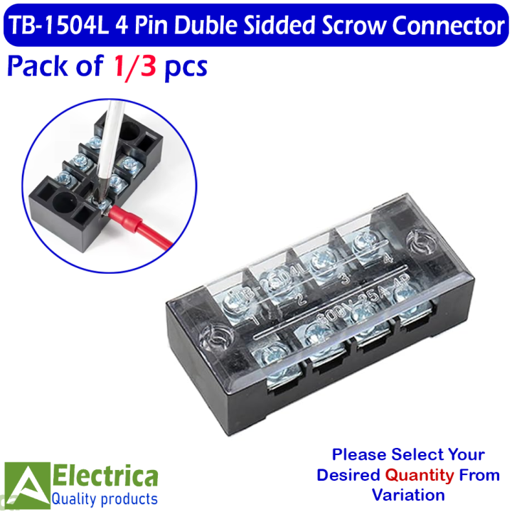 15A 600V Dual Rows 4 Positions Screw Terminal Block Strip Wire Barrier ...