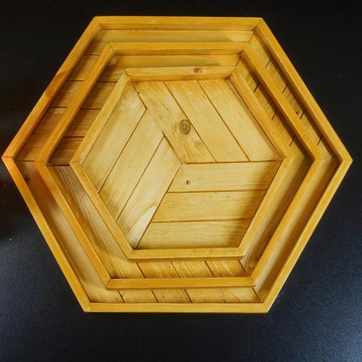 handmade trays set , 3 trays set , serving trays set , hexagon tray set ...