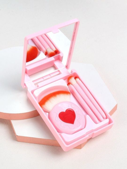 Makeup Brush Set With Storage Box, Travel Essentials, 5pcs, Built-In ...