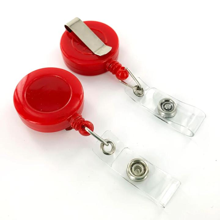 Pack of 05 (Pcs) ID Card Yo-Yo Clip Round Red – Retractable Badge Reel ...