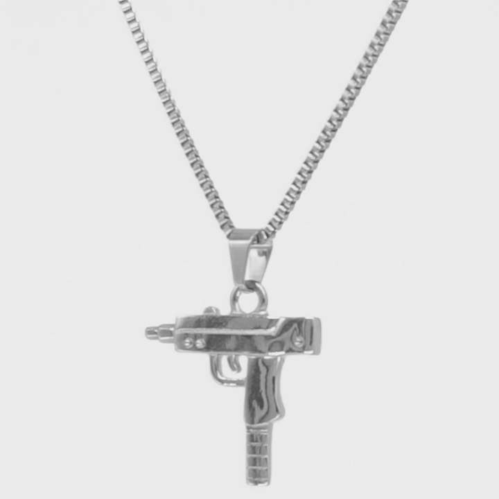 Men’s UZI Pendant – Silver Stainless Steel Necklace | VIBE.PK | Daraz.pk