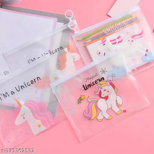 funky laminating pouches Transparent Pencil Case Unicorn School Office ...