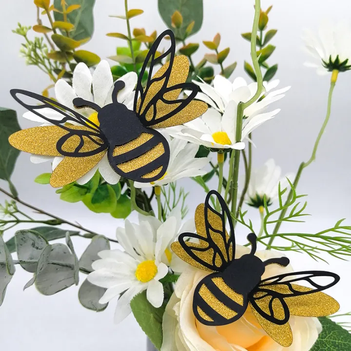 12pcs 3D Double Layer Bees Wall Stickers Living Room Wedding Party ...