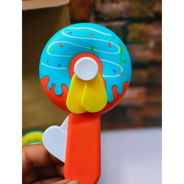Donut Shape Portable Hand Press Fan Toy – Mini Handheld Fan for Kids ...