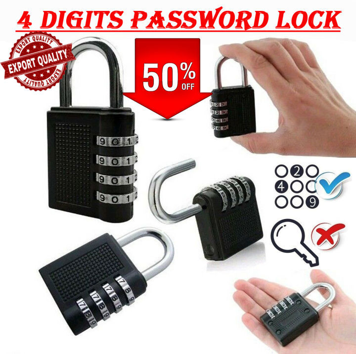 4 Digit Resettable Code Combination Lock Portable Waterproof Keyless ...