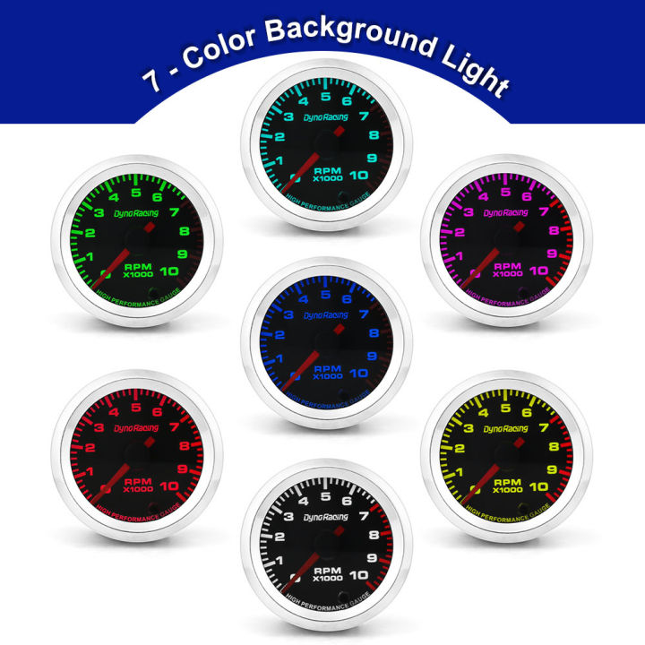 LE 12V Car Tachometer Gauge Tacho Meter, 52mm/2" Universal 0-10000 RPM ...