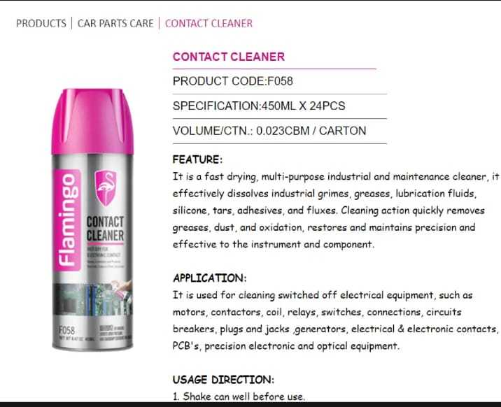 Flamingo Electrical Contact Cleaner Spray 450ml | Electronic Contact ...