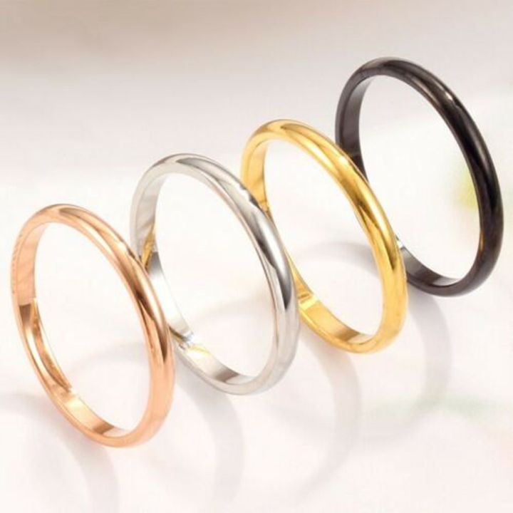 Simple Stackable Punk Party Jewelry Plain Band Stainless Steel 2MM Thin ...