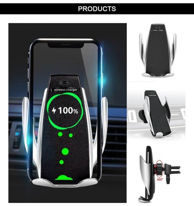 S5 Automatic Clamping Fast Charging Phone Holder Mount In Wireless Car ...