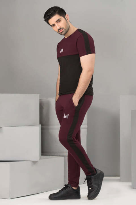 Gothic Cotton Track suit for men - Dark Burgundy | Daraz.pk