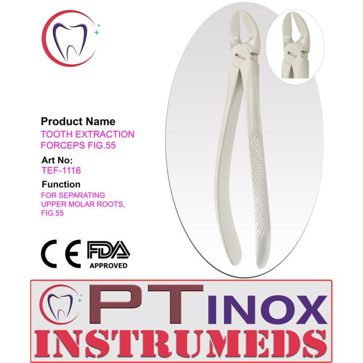 TOOTH EXTRACTION FORCEPS FOR SEPARATING UPPER MOLAR ROOTS, FIG.55 ...