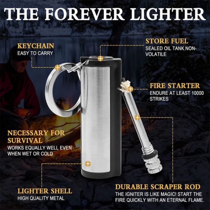 Fire Starter Flint Match Lighter Keychain Camping Emergency Gear ...