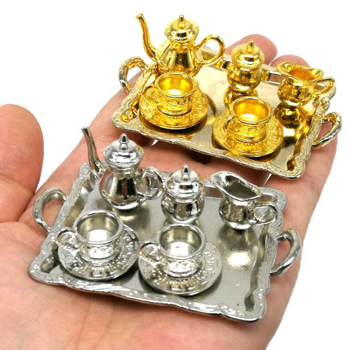 10Pcs 1: 12 Dollhouse Furniture Miniature Dining Ware Metal Tea Cup ...