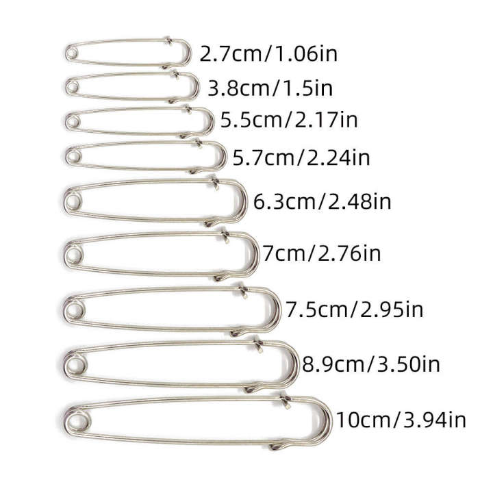 9 sizes of large-sized carpet irregular nickel plated safety pins ...