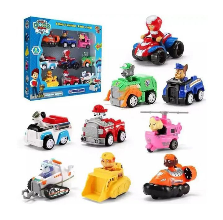 Paw patrol 9 figures action figures set with joints best cartoon ...