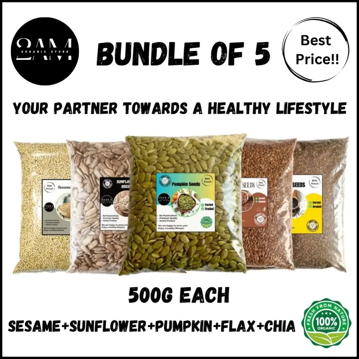 2AM | Bundle Of 5 seeds | 500g each | Pumpkin Seeds Without Shell ...