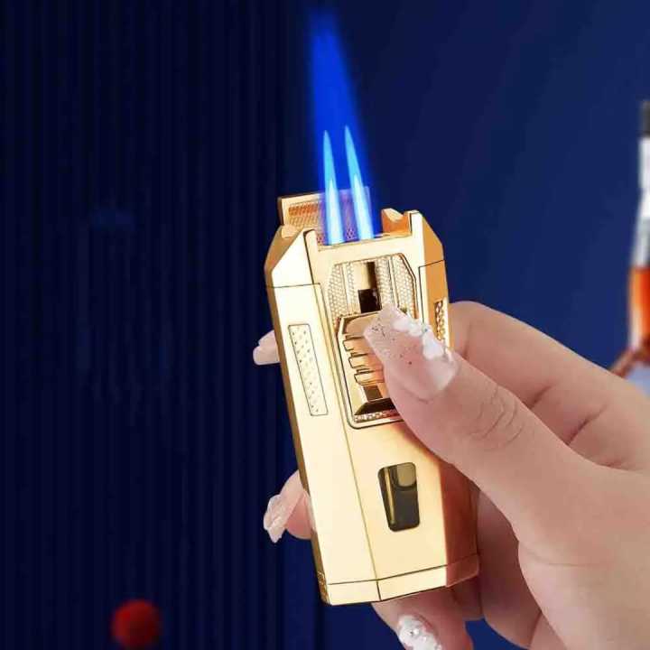 Metal Cigar Torch Lighter Double Hole Jet Flame Refillable Lighter With ...