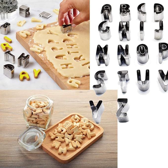 Stainless Steel Mini A-Z Shaped Alphabets 26 Letters Cookie Cutter Set ...