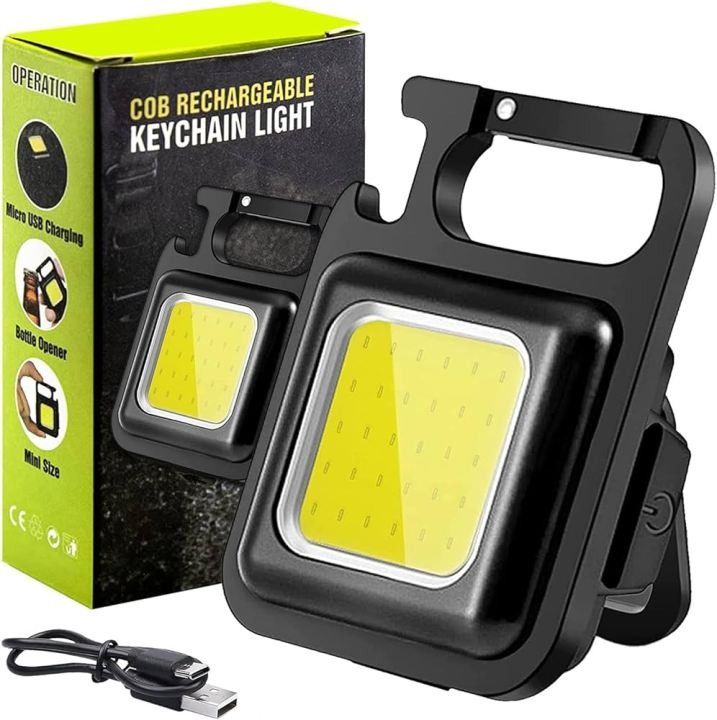 Mini LED Portable Keychain Flashlight Multifunction COB Work Light USB ...
