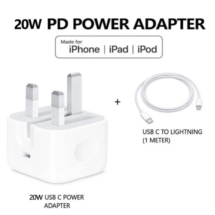 20W iPhone USB-C Fast Charger 100% Original 20W PD Charger - 3PIN UK Plug Fast iPhone Charger ...