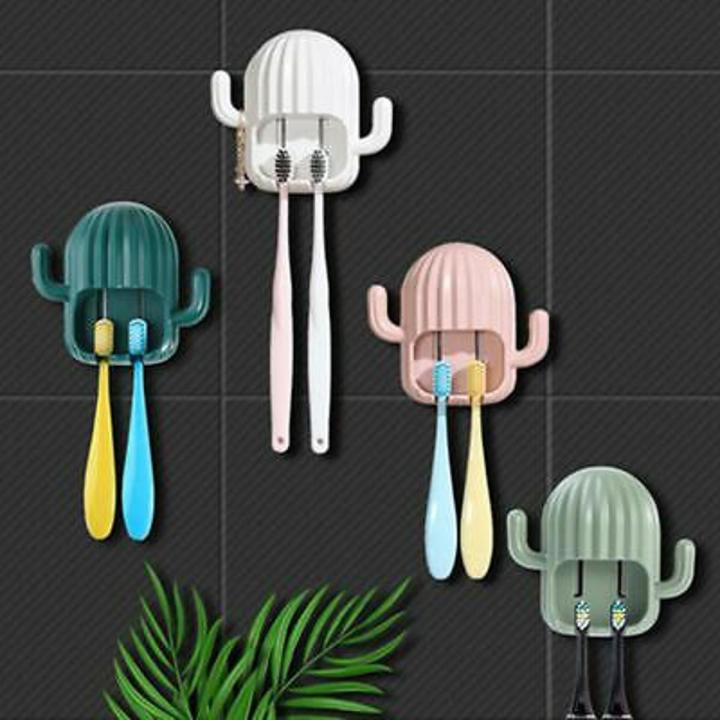 Self-adhesive Wall Mounted Toothbrush Rack Holder Cactus Hook Drain ...