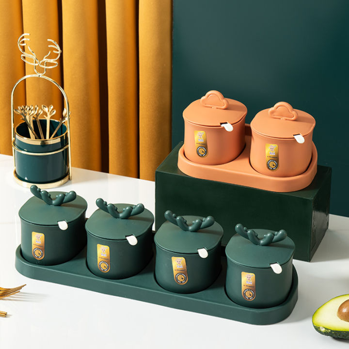 Nordic simple and light luxury plastic wall-mounted seasoning box jar ...