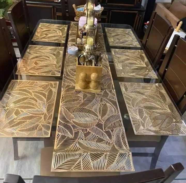 Elegant Leaf Pattern Placemat Set, Plastic Table Mat for Dining, 2/4/6 ...