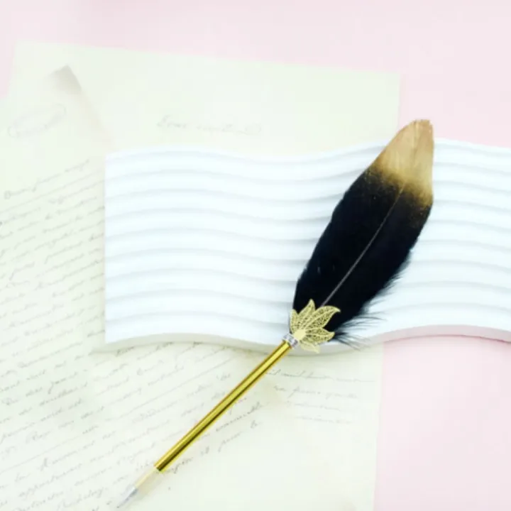 Smooth Writing Feather Quill Ballpoint Vintage Refined Soft Fluffy Pen ...