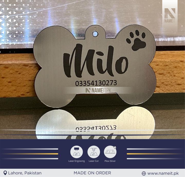 Personalized Silver Acrylic Tag - Dog ID Tag - Custom Pet ID - Dog ...