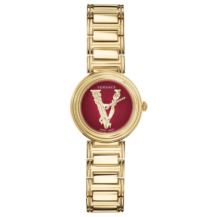 Versace Virtus Mini Duo Gold Stainless Steel Red Dial Quartz Watch for ...