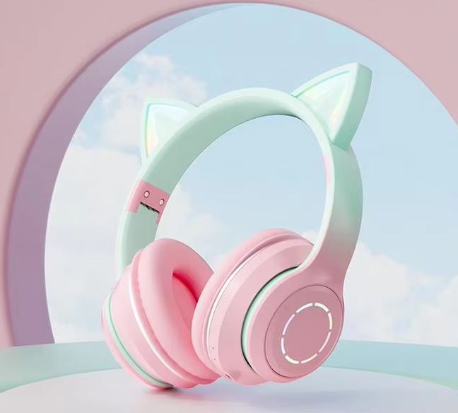 Cat Ear Headphone - Cute Cat Ear Flash Light Wireless Headphone - Cute ...