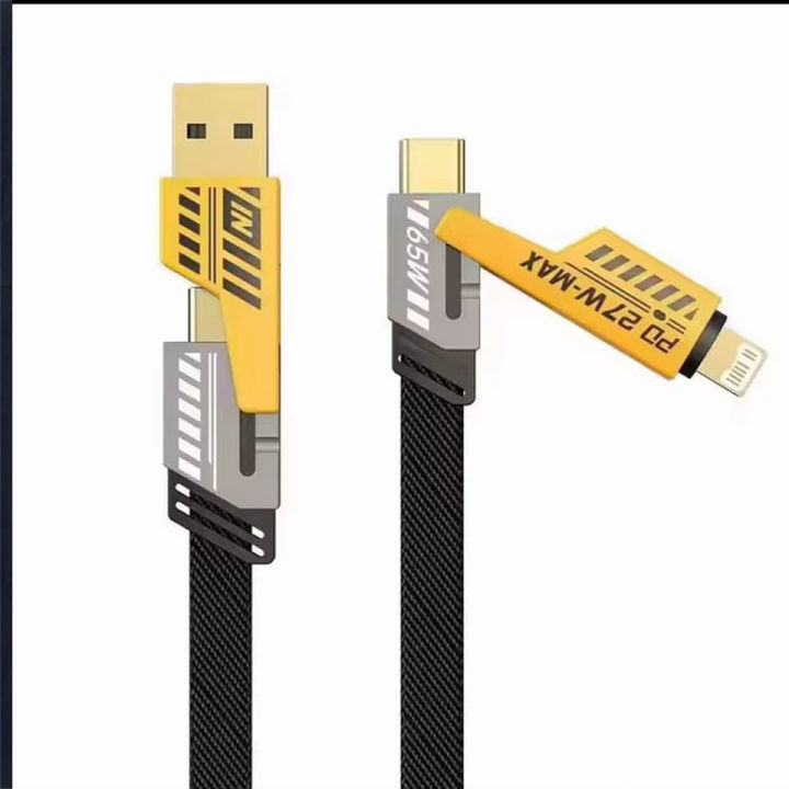 4 in 1 Super Fast PD Cord Type C iOS USB Connector Metallic Data Cable ...